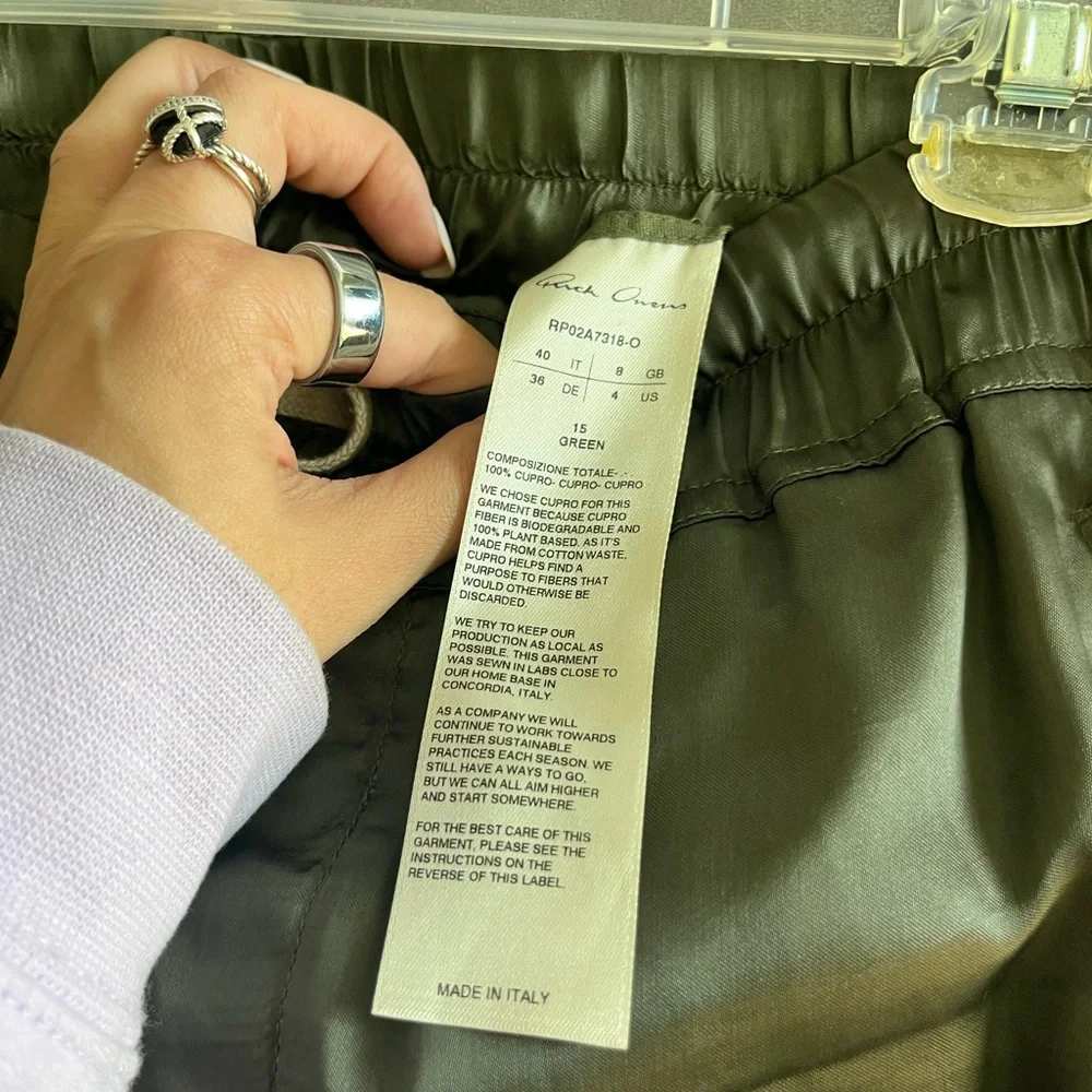 Rick Owens | Pants | Rick Owens Silk Olive Trousers It 4 | Poshmark